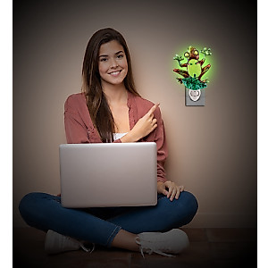 Puzzled Frog Night Light - 5.5 Inch Plug in Energy Efficient Decorative Socket Lamp, Manual On & Off Portable Lights for Stairway, Bedroom, Bathroom, Nursery, Home Accessory & Kitchen Decor