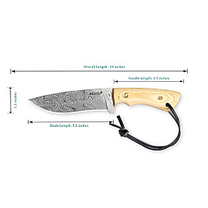 Hunting Knife - Handmade Damascus Hunting Knife Full Tang - Work of Art