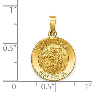 IceCarats 14K Yellow Gold Saint Michael Medal Protects Us Patron Archangel Guardian Angel Necklace Christian Religious Pendant Faith Charm 22mm x 15mm Only