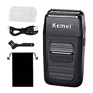 kemei Men's Reciprocating Cordless Razor Razor Electric Rechargeable Razor Precision Beard Sideburn Trimmer Razors Twin Blade Multifunction Grooming Razor