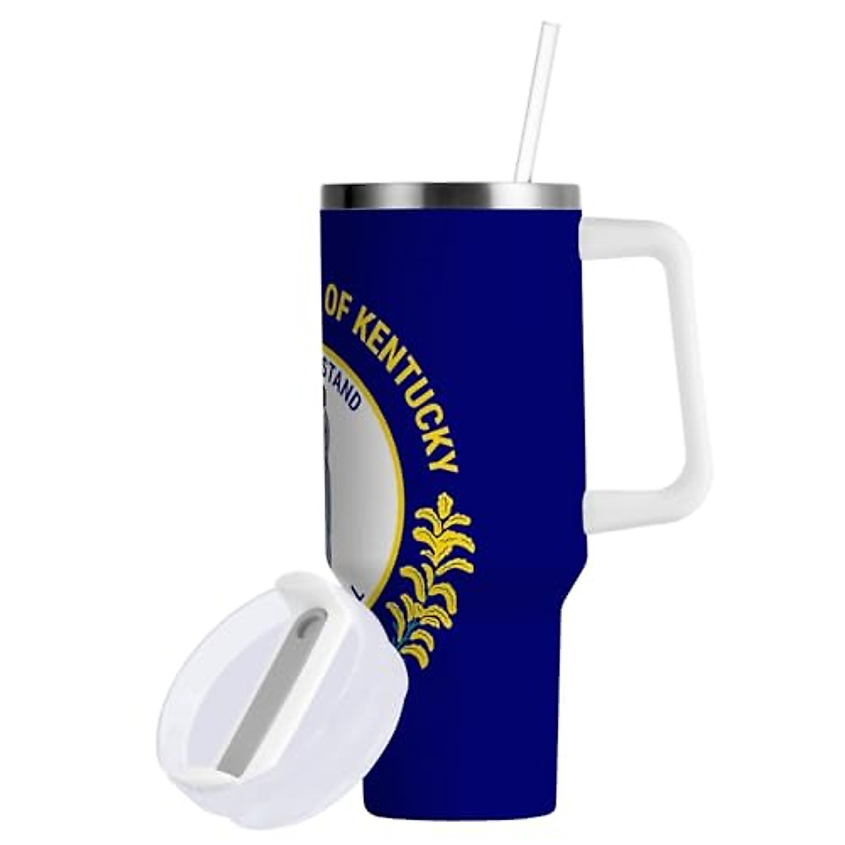 ODAWA 40oz Kentucky Flag Tumbler Cups with Straw and Handle, 2 in 1 Lid Insulated Insulated Vacuum Tumbler