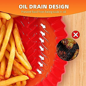 Mooues 2 Pack Reusable Air Fryer Silicone Liners, Non Stick & Easy Clean, Fits 3-7QT Air Fryers, Food Grade Silicone