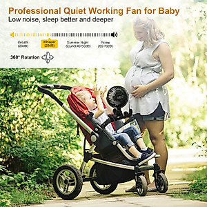 WGCC Mini Handheld Personal Portable Fan, Stroller Fan Clip On Baby with Flexible Tripod, Baby Stroller Fan USB or Battery Desk Fan with 3 Speeds Versatile Fan for Car Seat Crib Bike Desk (Black)