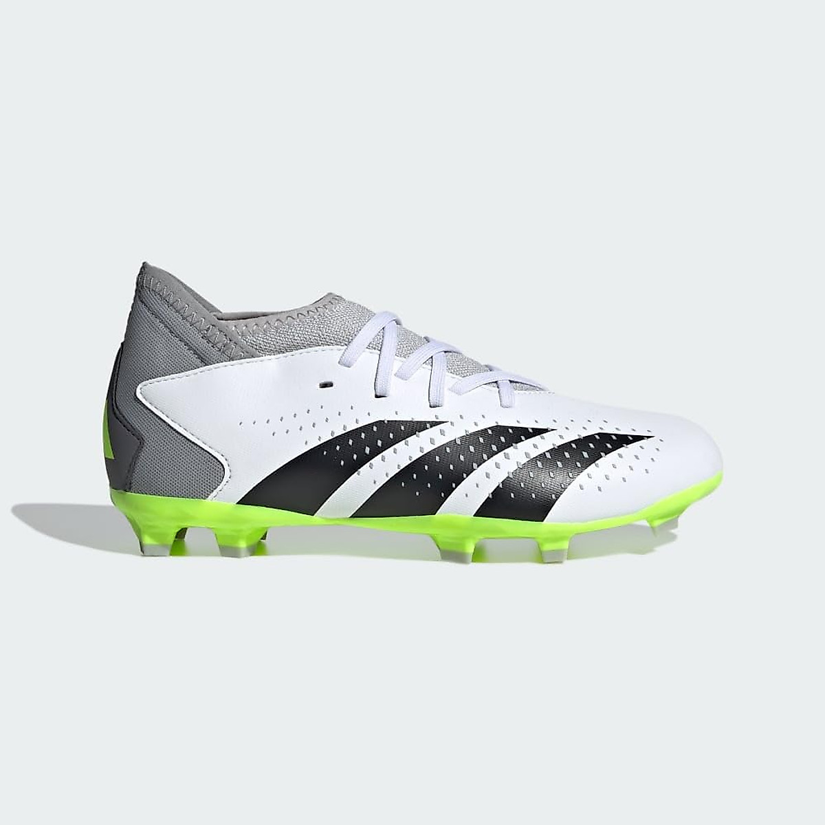 adidas Predator Accuracy.3 Firm Ground Sneaker, White/Core Black/Lucid Lemon, 12 US Unisex Little Kid