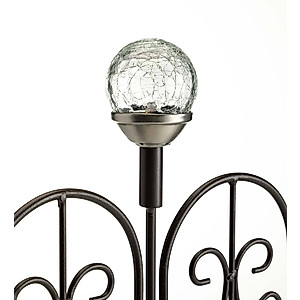 Plow & Hearth Montebello Decorative Metal Garden Edging with Crackle Glass Solar Lights, Outdoor Lighting Solutions, Six 18" L x 18" H Sections and Two 6" L x 18" H Sections