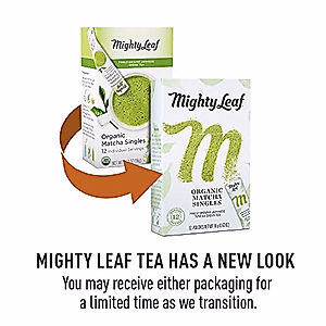 Mighty Leaf Tea, Organic Matcha Green Tea Powder - 100% Unsweetened Japanese Matcha, 12 Single Serve Packets