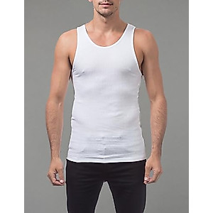 Pro Club Men's Premium Ringspun Cotton Ribbed A-Shirt (3-Pack), Snow White, Medium