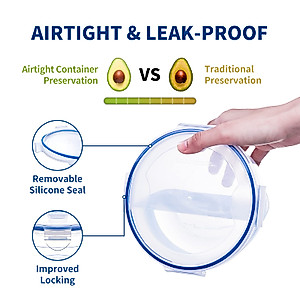 KIGI [6 PACK] 42.3OZ/10.1OZ/20.3OZ Square Plastic Food Storage Containers and Round Nested Mixing Bowls Set Freeze Meal Prep and Leftovers Container