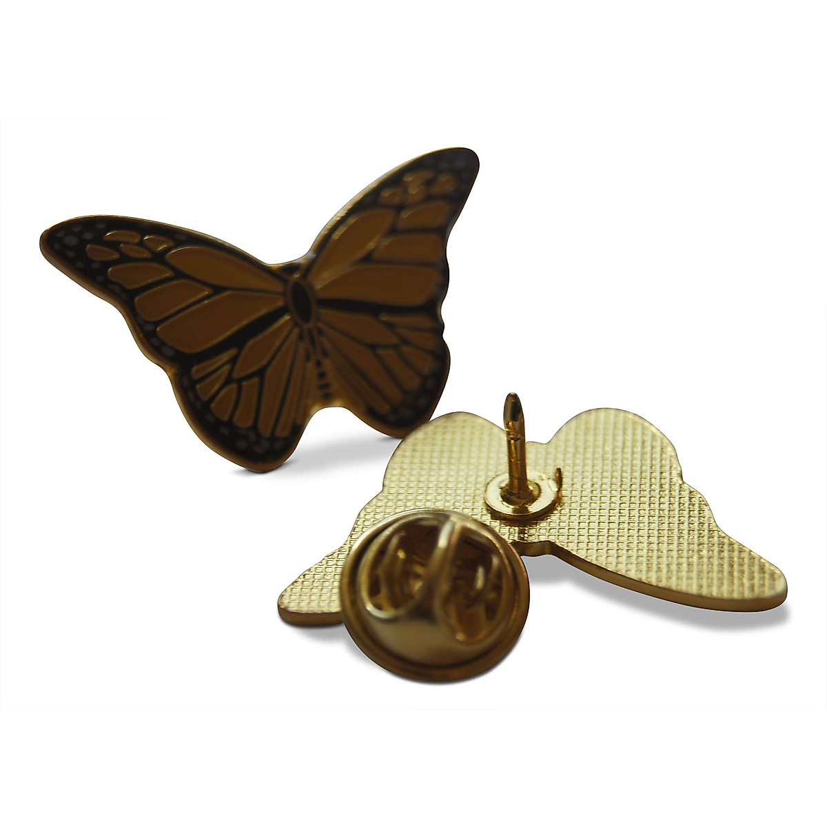 3-Piece Monarch Butterfly Butter-Fly Pride Lapel Pin Hat Pin & Tie Tack Set with Clutch Back by Novel Merk