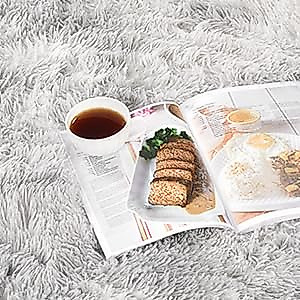 LFHHT Fluffy 5x7 Shag Area Rugs for Bedroom, Plush Fuzzy Shaggy Carpet Rugs for Living Room Classroom Nursery Home Decor, Tie-Dyed Light Grey Anti-Skid Rugs for Kids Girls Boys