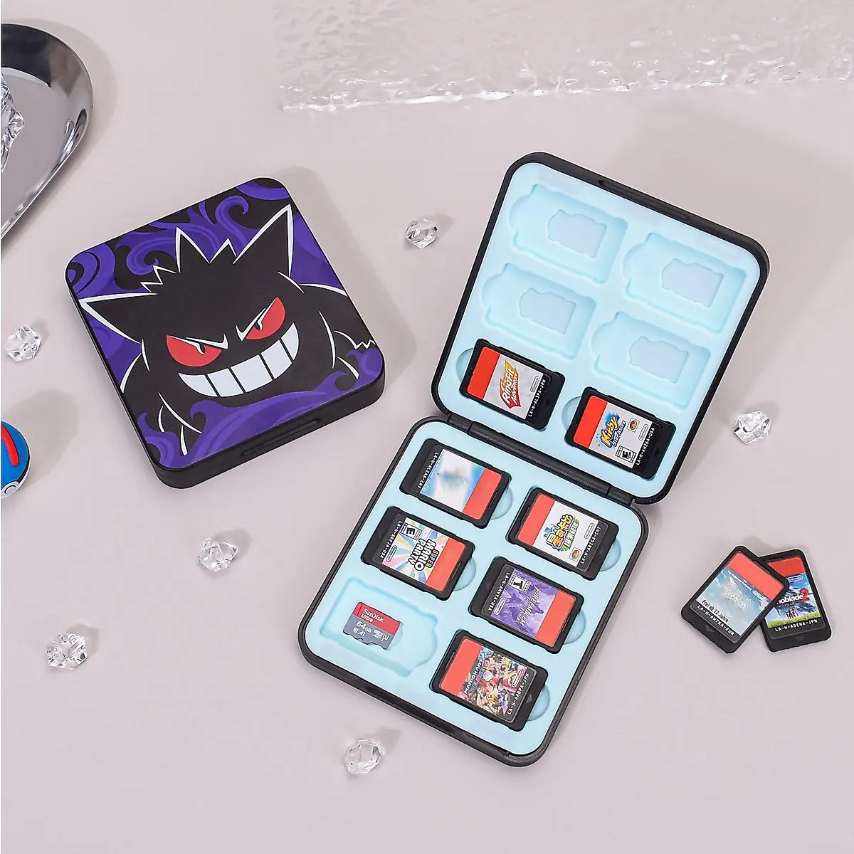 DLseego Cute Game Case for Switch Lite/Switch/Switch OLED, 12 Slots Game Cards Holder and 12 Micro SD Card Slots, Portable Game Card Storage Cartridge Box