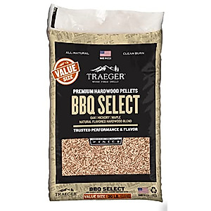 Traeger Grills BBQ Select 100% All-Natural Wood Pellets for Smokers and Pellet Grills, BBQ, Bake, Roast, and Grill, 30 lb. Bag