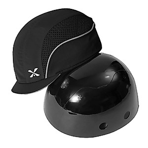 Safety Baseball Bump Cap Lightweight Safety Hard Hat Head Protection Cap Breathable Hat Head Protection Cap(M18109H Black Micro Brim)