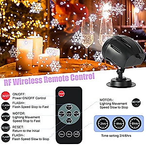 Snow Projector Lights, Xmas Snowflake Night Projection Lamp, IP65 Waterproof Outdoor LED Snow Spotlight with Remote Control for Halloween Holiday Party Home Decoration Garden Light Projector