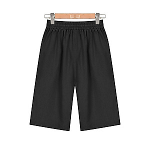 SMIDOW Jean Shorts with Rhinestone Fringe Shorts for Women Bermuda Cotton Linen Knee Length Drawstring Pocket Shorts Pants Solid Long Shorts Below The Knee Black XL