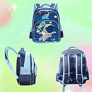 YUNYINIE Travel Backpack for School, Kids Backpack Boys Girls, Space Astronaut Preschool Backpack School Supplies for Kids, 16.5Inch