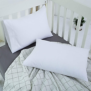 CaSaJa 2 Pack White Soft Toddler Pillowcases, 14"x20", Fits Toddler Travel Baby Pillow Sized 12"x16" 13"x18" 14"x19", Kids Bedding Pillow Cover, Envelope Closure Machine Washable and Easy Care