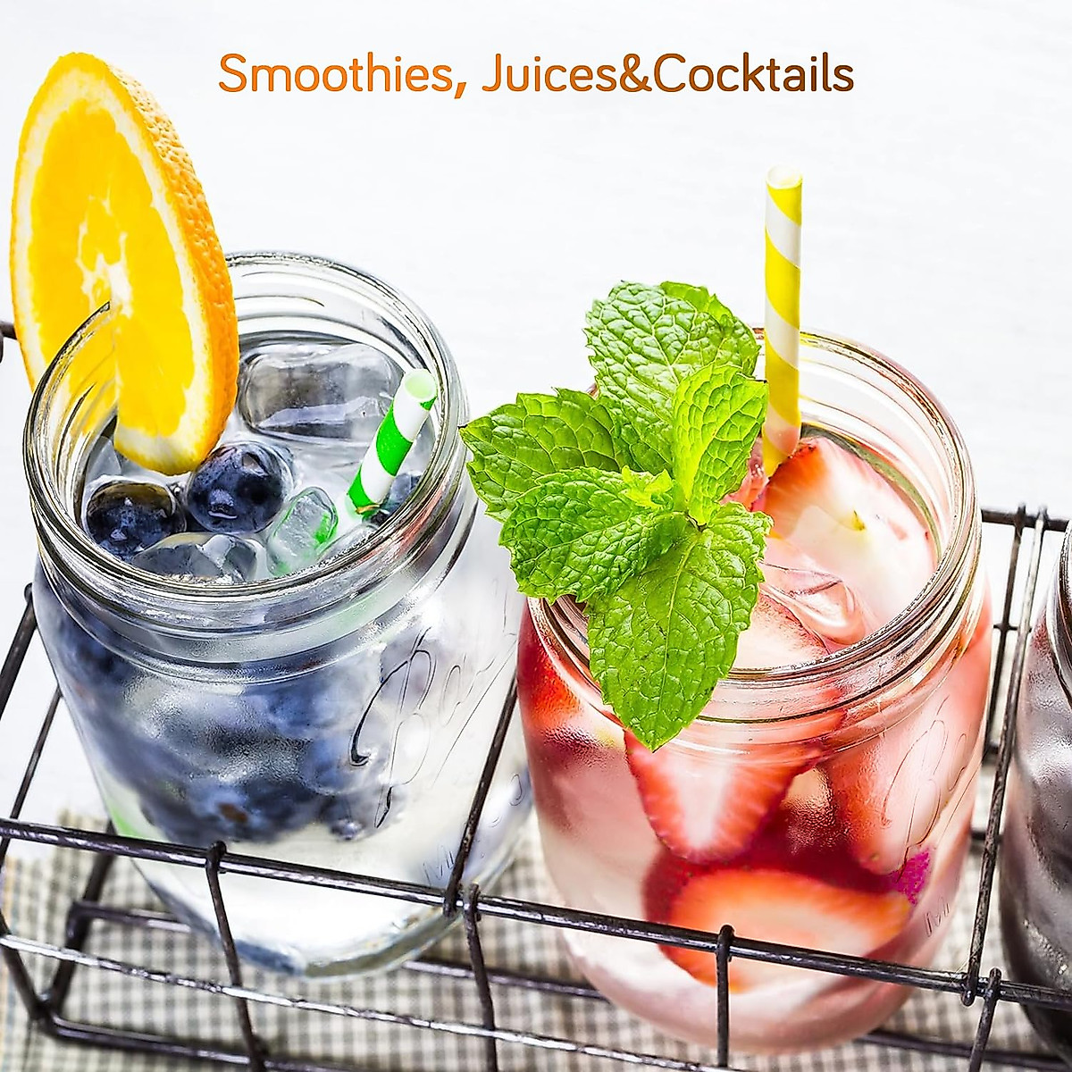 Showvigor 2 Pack Wide Mouth Mason Jars 16oz Glass Canning Jars with Detachable Airtight Lids for Preserving, Jam, Honey, Jelly, Wedding Favors, Sauces, Meal Prep, Overnight Oats, Salad, Yogurt