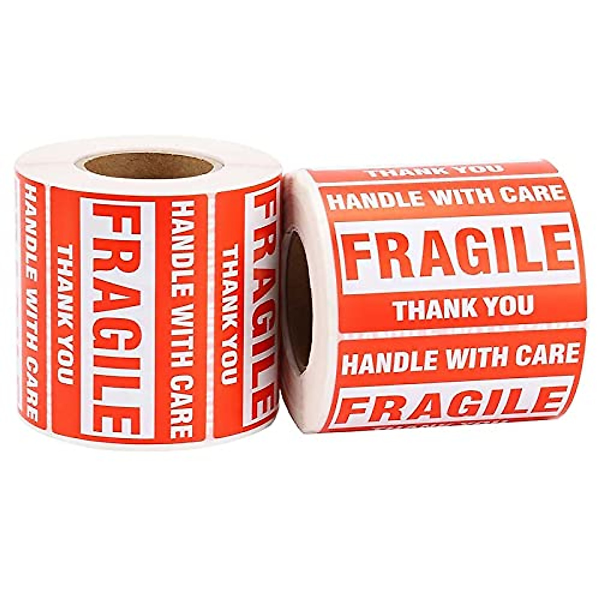 Immuson Warning Fragile Tape, 3" X 2" Fragile Handle with Care Warning Stickers for Shipping and Packing,500 Labels Per Roll (1 Roll)