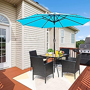 Flamaker Outdoor Furniture 5 Pieces Patio Furniture Set Patio Dining Set Patio Chairs and Table with Umbrella Hole (Beige)