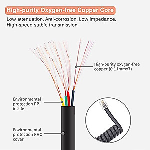 SINCODA 5 Pack 6Ft Uncoild /1.1 FT Modular Coiled Telephone Handset Cord for Telephone/Handset Black Curly Cord(Black)