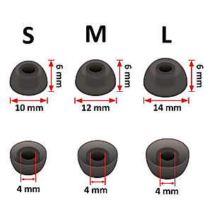 A-Focus [12 Pairs] Compatible with Anker Soundcore Life & Liberty Series Ear Tips, L/M/S Inner Hole 4mm Replacement Silicone Earbuds Gel Compatible with Jabra Elite 3/7 / 65T / 75T, 512 Gray