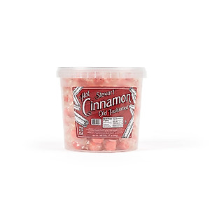 Stewart Old Fashioned Hot Cinnamon Flavored Pure Sugar Candy Puff Balls - Individually Wrapped Candy Snack, Fat-Free, Cholesterol-Free, Gluten-Free, Made in the USA - 27oz Tub