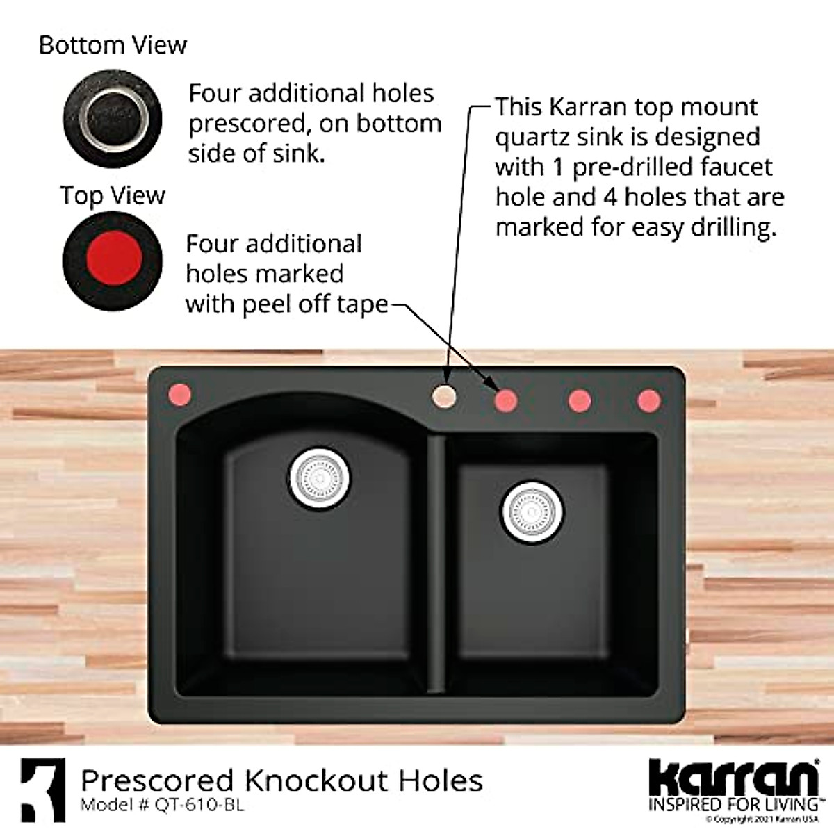 Karran QT-610 Drop-In Quartz Composite 33 in. 1-Hole 60/40 Double Bowl Kitchen Sink in Concrete