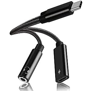 Samsung Galaxy S23 Ultra Headphone Adapter, 2 in 1 USB C to 3.5mm Headphone Jack Hi-Res DAC and Safe PD 60W Fast Charging Dongle Cord Compatible Google Pixel 6 5 4 XL, Galaxy 23/S22/S21/S21+, Note 20