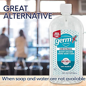 Germ-X Original Hand Sanitizer, Non-Drying Moisturizing Gel with Vitamin E, Instant and No Rinse Formula, Large Family-Size Flip Top Bottle, 32 Fl Oz (Pack of 4)