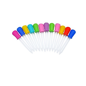 Gorse 12 Pack Liquid Droppers for Kids Silicone and Plastic Pipettes with Bulb Tip 5 ML Eye Dropper for Candy Molds