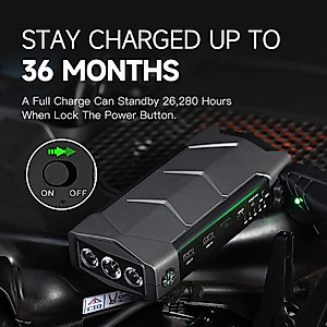 CELLGEAR Portable Car Jump Starter,2000A Battery Jump Starter(Up to 6.0L Gas 4.0L Diesel Engine) 12V Car Battery Charge Jump Starte with USB Fast Charging,Emergency Warning/LED Light and Compass