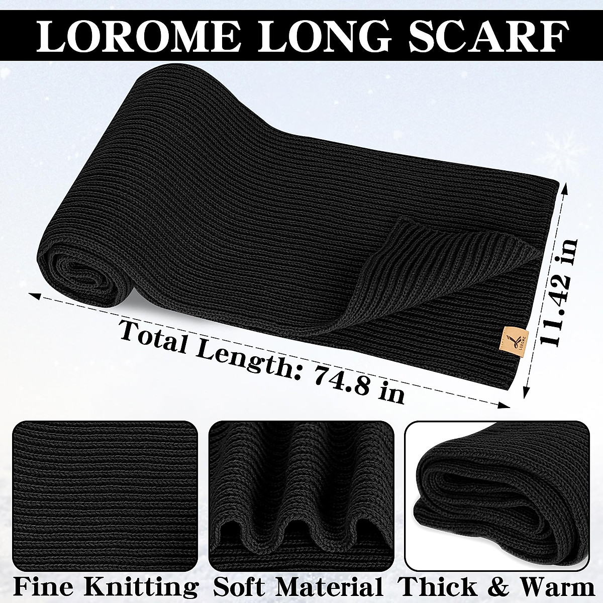 3 PCS Winter Hat Scarf Gloves Set, Soft Warm Knit Beanie Hat Touchscreen Gloves Long Knitted Scarf Set Winter Gifts for Men