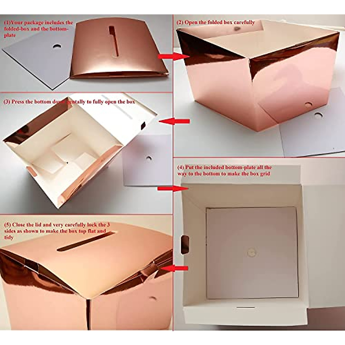 Adorox Money Box Memory Cards Reception Centerpiece Box (Rose Gold, 1PC)