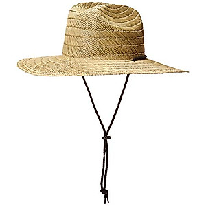 Quiksilver mens Pierside Straw Lifeguard Beach Sun Hat, Natural/Black, Large-X-Large US
