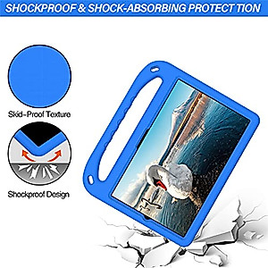 JGY Compatible with Samsung Tab A8 10.5 X200 Kids Case with Handle Stand A8 10.5 X200 Case Kids Proof Light EVA Rugged Shockproof Full Cover for Boy Girl Baby (Blue)