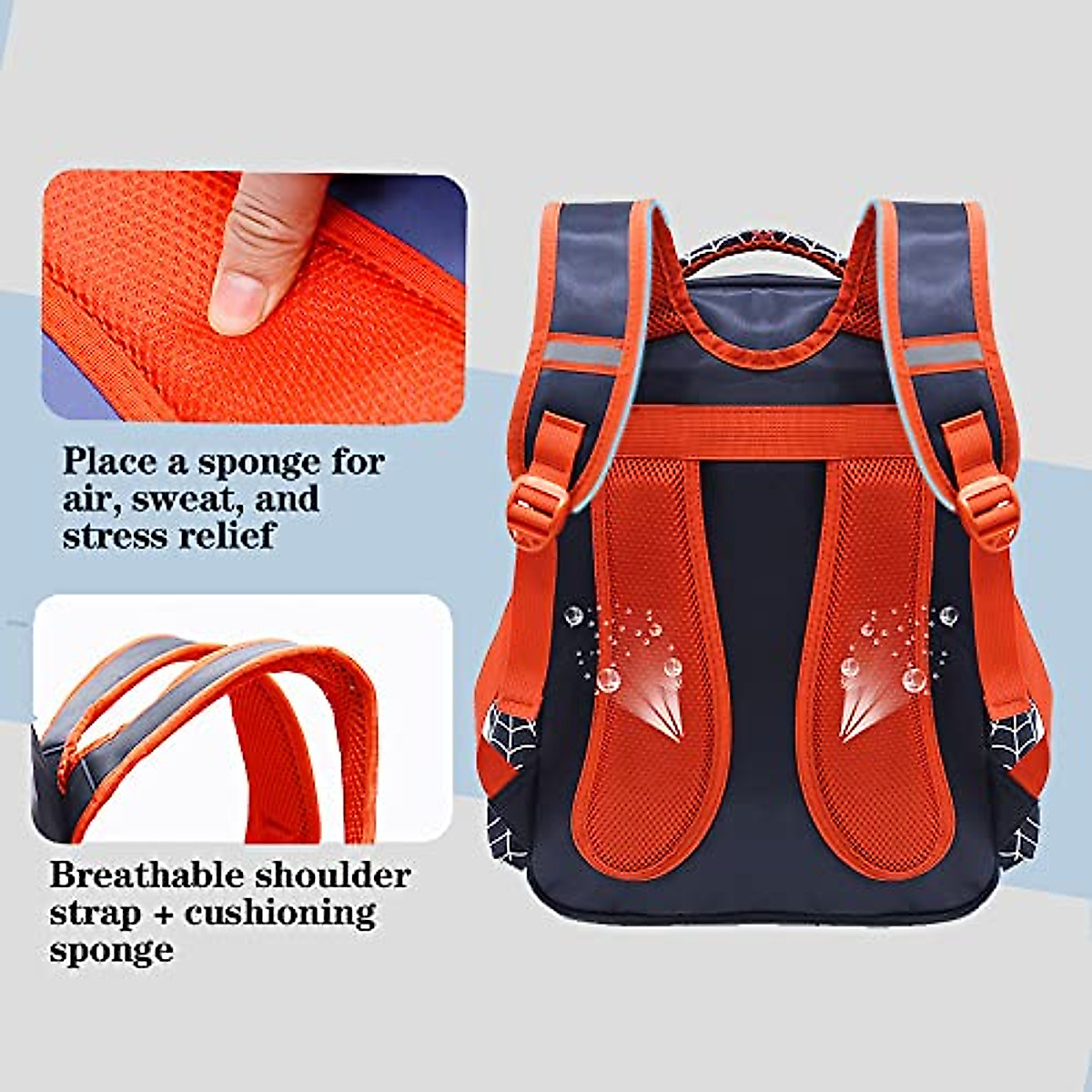 Hnokle Spider Backpack 3D Comic Schoolbag Anime Cartoon Waterproof Bookbag with Pencil Case for Boys Elementary