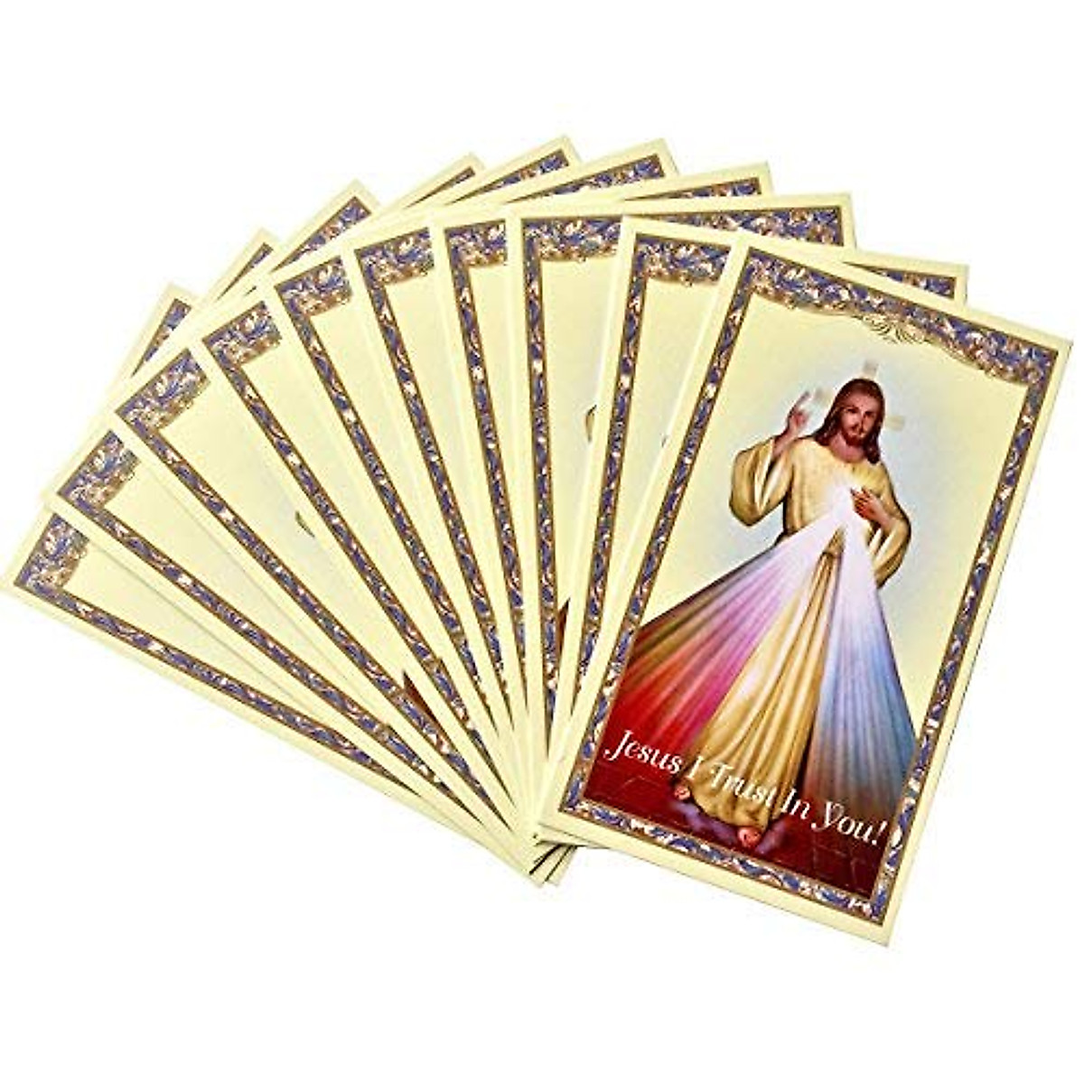 Divine Mercy of Jesus Holy Card with divine mercy chaplet on the back (10 pack)