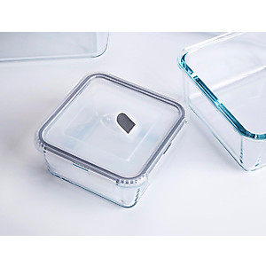 HUSANMP Extra Large Glass Storage Containers with Lids, Set-8-Piece Lunch Containers, Ideal for Storing Food, Vegetables, Fruits, Baking Cake & lot of other Tasty Food (Square)