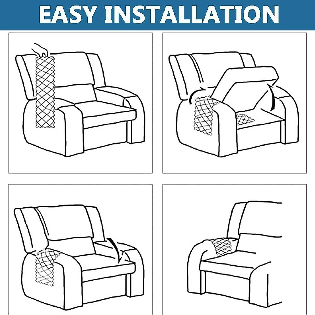 Recliner Couch Covers ，Sofa Armrest Cover with Pockets，Headrest Cover ,Quilted Recliner Chair Arm Cover，1/2/3 Seat Armchair Slipcovers Nonslip Furniture Protector ( Color : A17 , Size : 1-seater sofa/