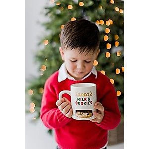 Pearhead Santa's Milk & Cookies Christmas Mug, Holiday Novelty Coffee Mug with Slot for Cookies, Holiday Home Décor, Microwave And Dishwasher Safe, Santa’s Milk & Cookies Mug, 9 Oz