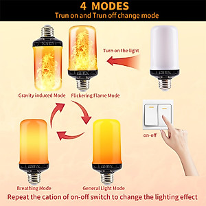 AIZHIWENG Led Flame Light Bulb, 2 Pack, E26 Flickering Light Bulbs with 4 Modes, Energy Efficient, Good Heat Dissipation, Faux Flames, Versatile Use - Flame Light Bulbs with Multi Light Modes