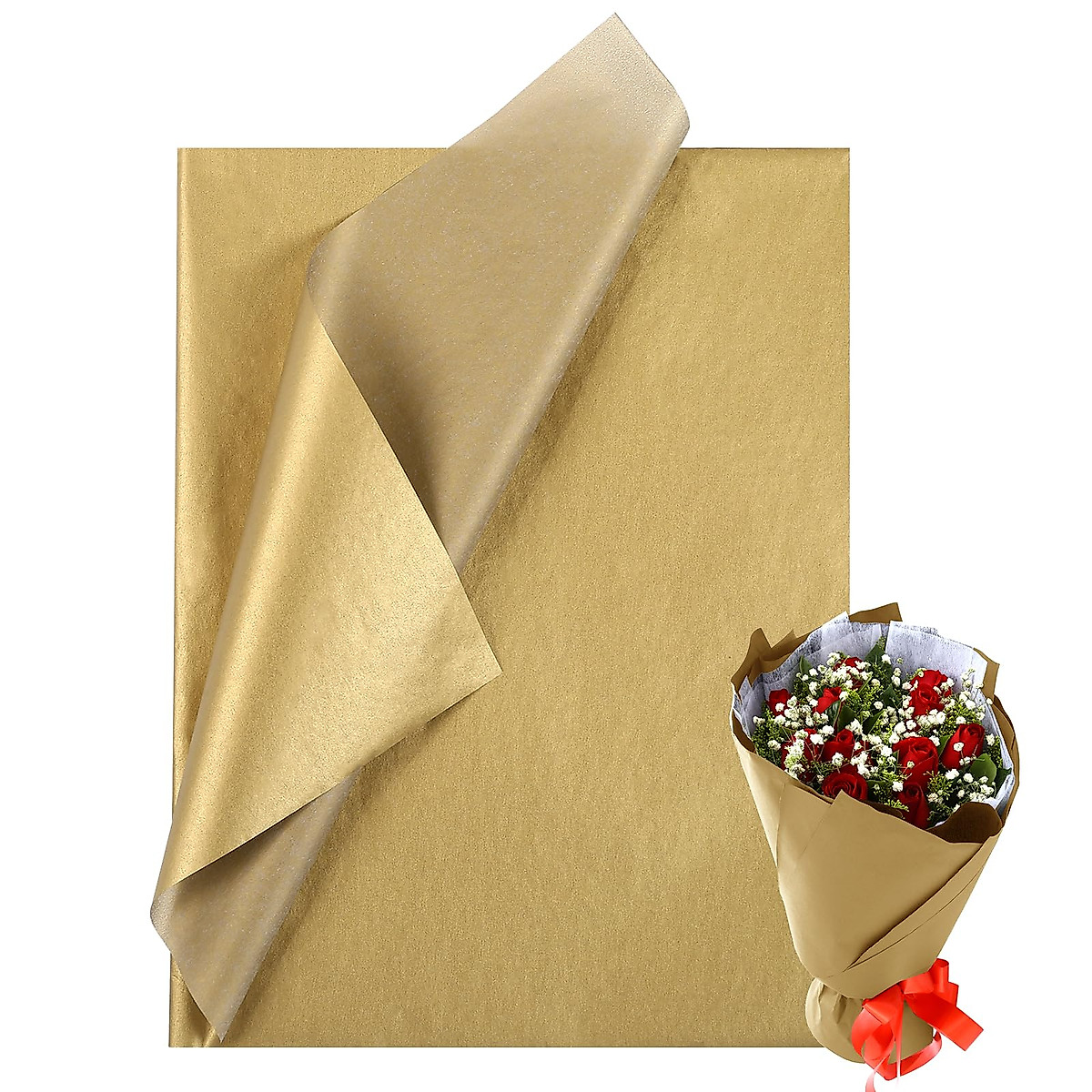 Naler Gold Tissue Paper, 60 Sheets Tissue Paper Bulk Gift Wrap for Christmas Crafting Wedding Party DIY Birthday Decorations,14x 20