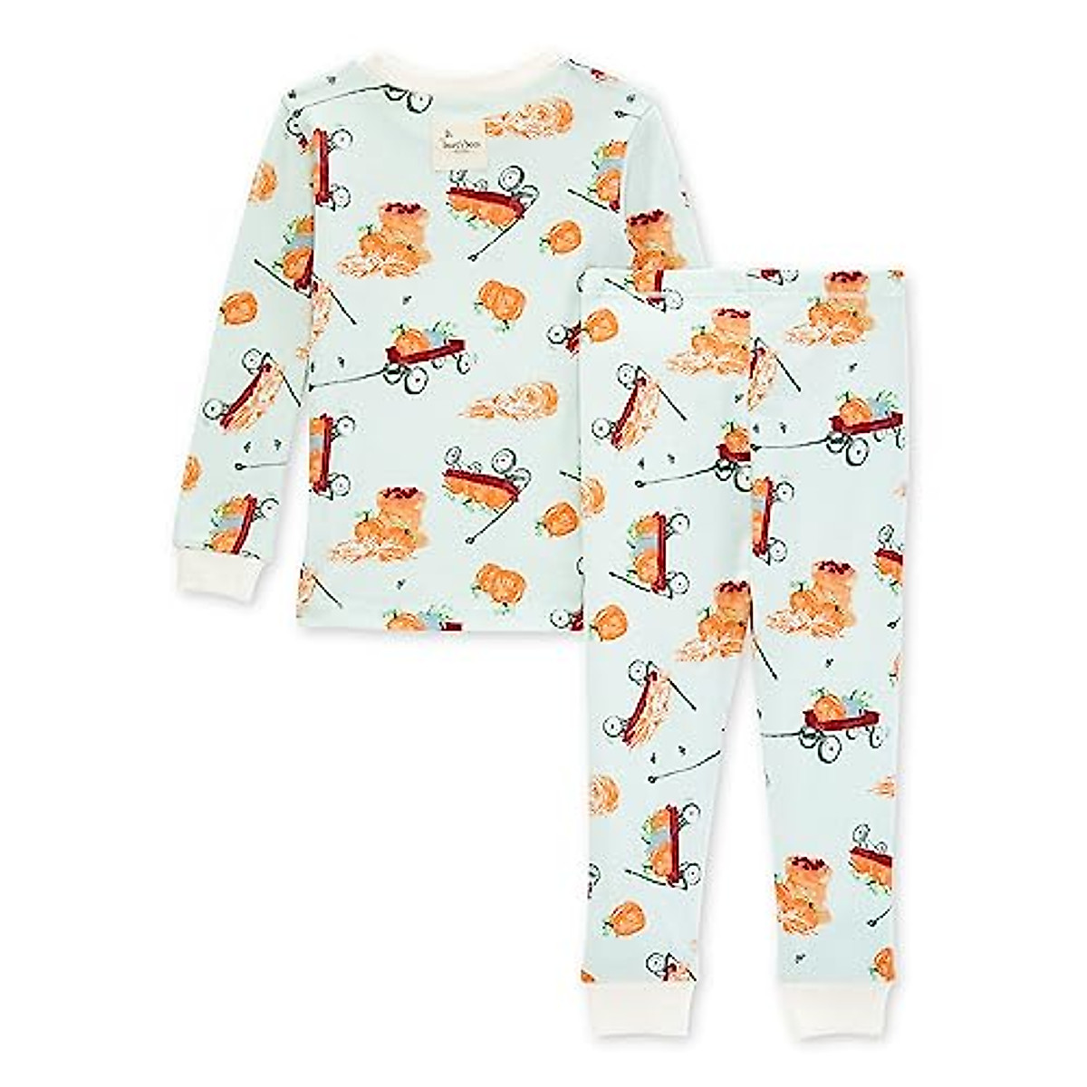 Burt's Bees Baby Baby Boys' Pj Set, Tee and Pant 2-piece Pajamas, 100% Organic Cotton, Autumn Wagons, 3 Years