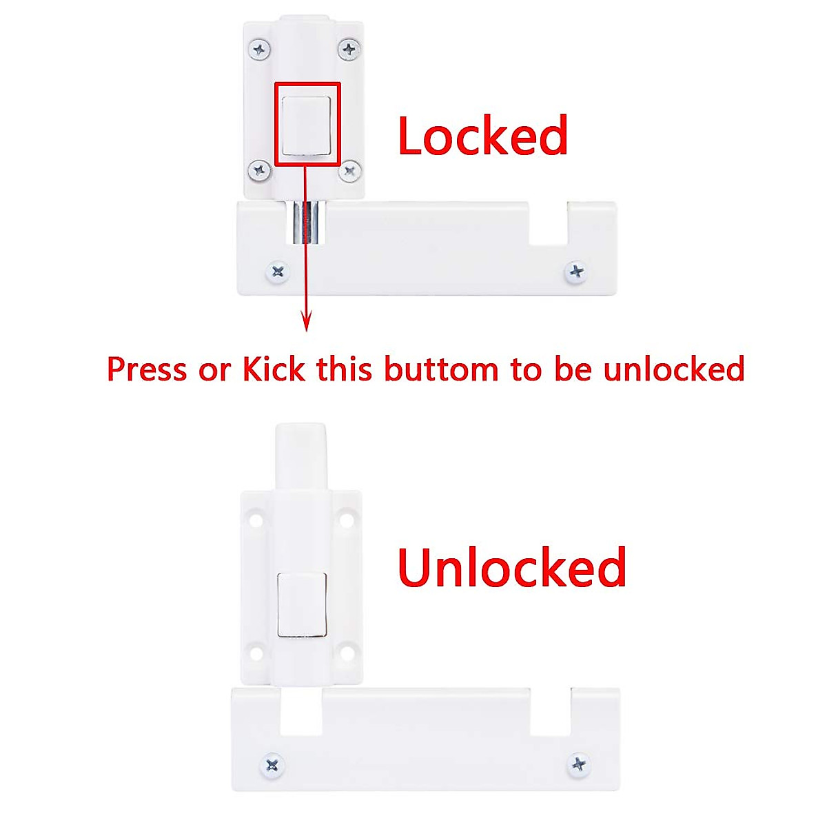 HauSun Patio Sliding Door Security Foot Lock Kick Lock, Fits on Top Rail-Childproof Patio Door Guardian-or Bottom Rail-Foot Operated-Keep Your Family Safe and Secure(1 Pack,White)