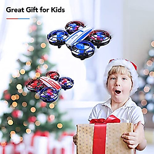 Potensic A21 Mini Drones for Kids, 2 Pack IR Battle Drone with LED Lights, RC Quadcopter with 3D Flip, 3 Speeds, Headless Mode, Altitude Hold, Toy Gift for Boys Girls (Red and Blue)