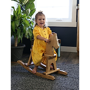 AmishToyBox.com Wooden Rocking Horse Toddler Ride-On Toy (Harvest Stain)