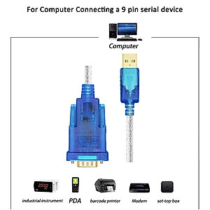DTech USB to Serial Adapter Cable RS232 DB9 Male Port with FTDI FT232RL Chipset Supports Windows 11 10 8 7 and Mac Linux (1.5 Feet)