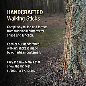 Brazos Handcrafted Wood Walking Stick, Twisted Oak, Backpacker Style Handle, for Men & Women, Made in the USA, Red, 55"