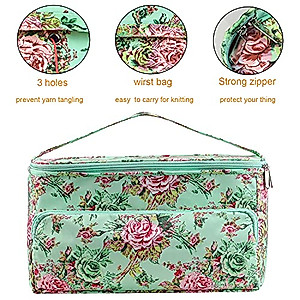 Weabetfu Knitting Bag Large Size,Yarn Storage Organizer Tote Bag Holder Case Cuboid with Zipper Closure and Pocket for Knitting Needles Crochet Hooks Project Accessories,Easy to Carry(Up to 14 Inch)